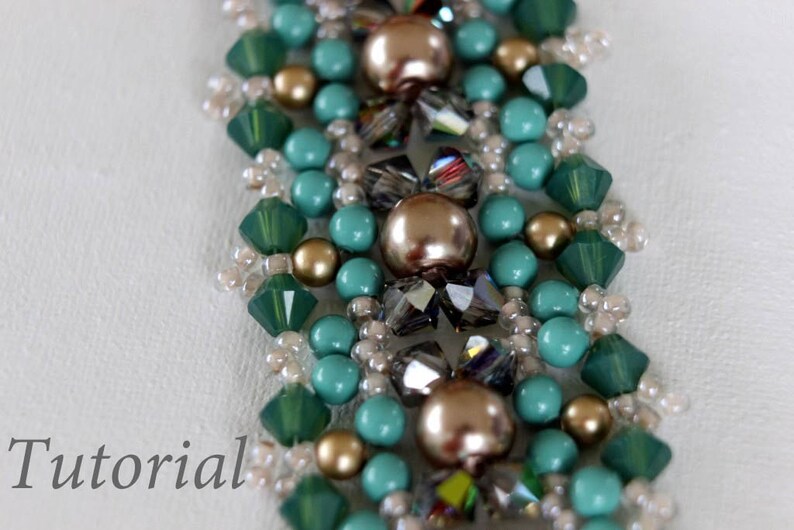 PDF Tutorial Beaded Bracelet Her Eyes_swarovski Crystals_seed Beads_pearls_bicones Bead Weaving ...