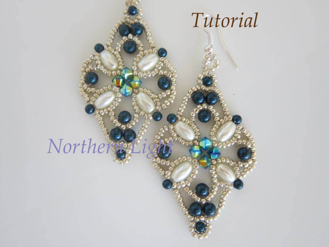 PDF Tutorial Beaded Earrings Northern Light_pattern _swarovski Pearl ...