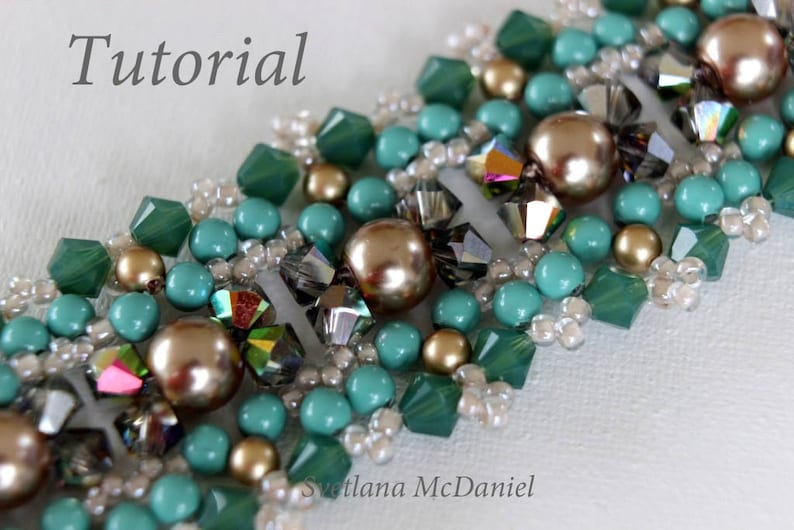 PDF Tutorial Beaded Bracelet Her Eyes_swarovski Crystals_seed Beads_pearls_bicones Bead Weaving ...