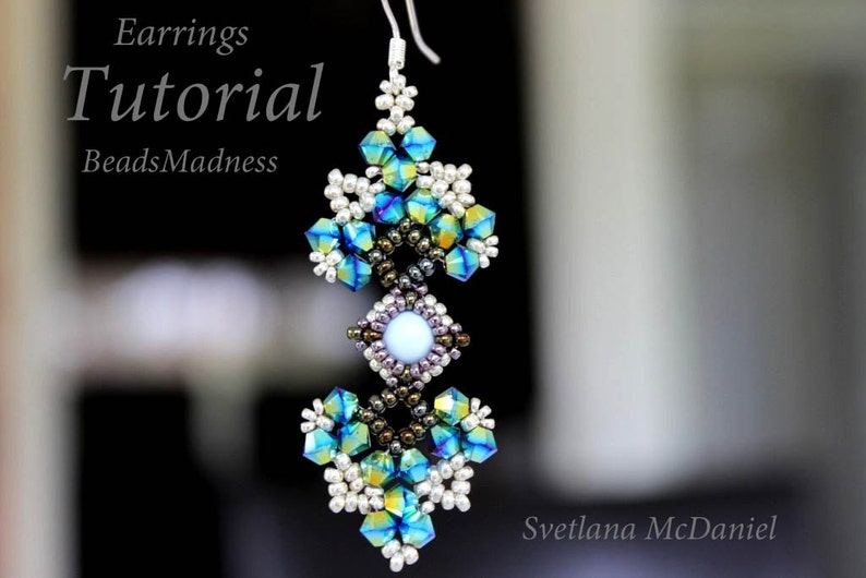 PDF Tutorial Beaded Earrings_bead Weaving_swarovski Crystals_bicones_seed Beads Pattern - Etsy