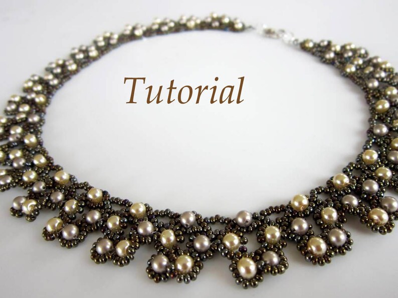 PDF Tutorial Beaded Necklace Platinum Seed Beads Swarovsky Pearl - Etsy