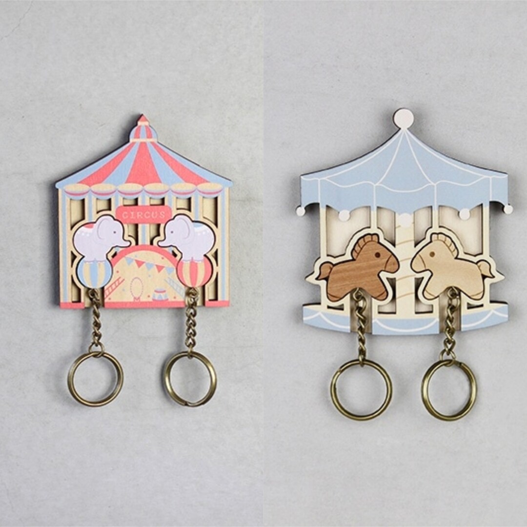 Best Gift。key House (pair)． Circus。carousel。key Ring, Key Holder, Key ...