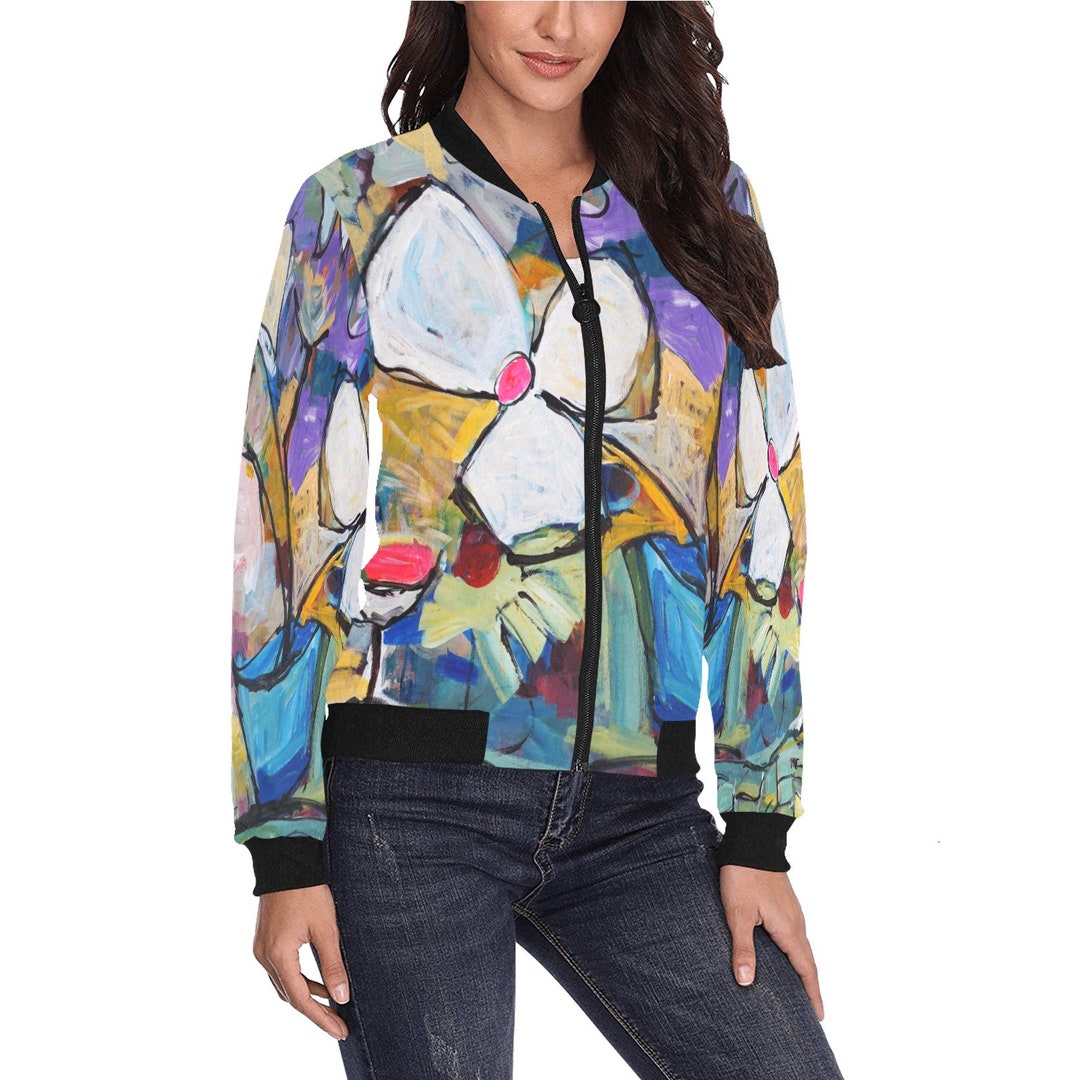 Floral Bomber Jacket Bomber Jacket With Floral Print Retro Bohemian ...