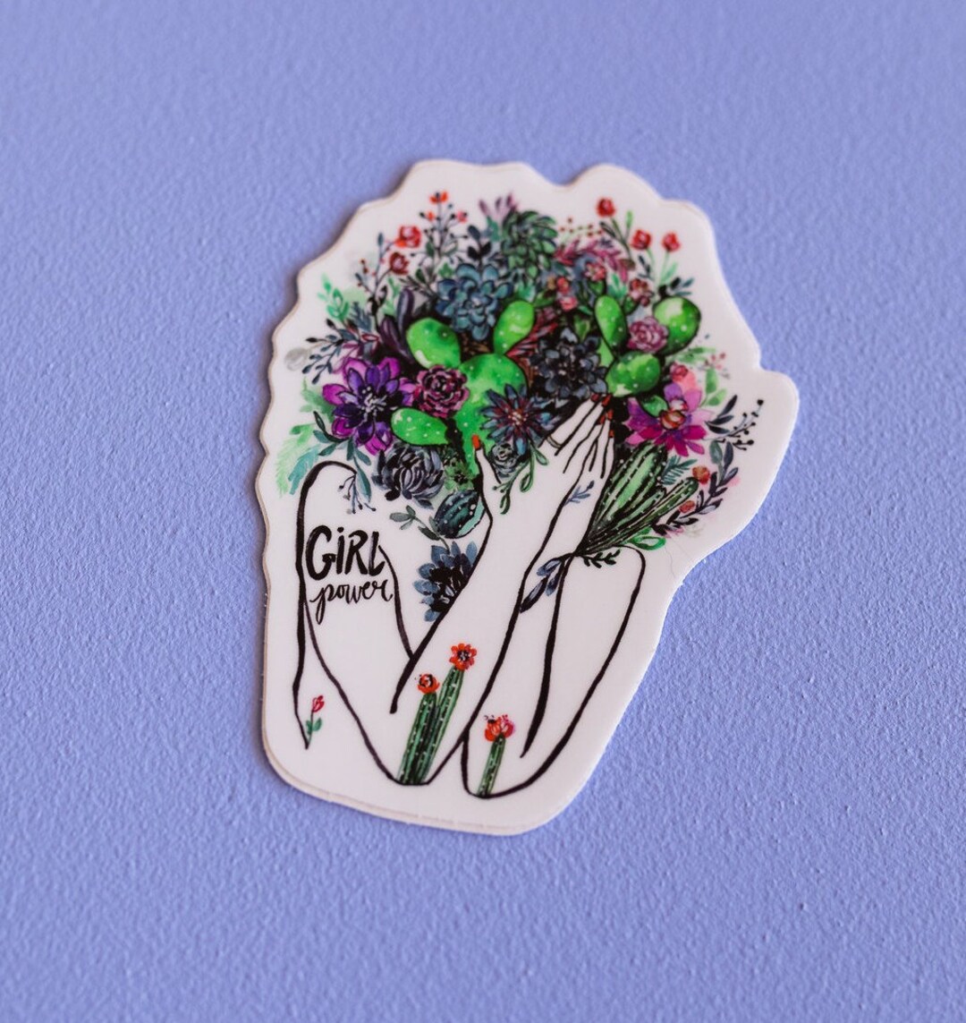 Girl Power Feminism Babe Flowers Botanical Desert Cactus Watercolor ...