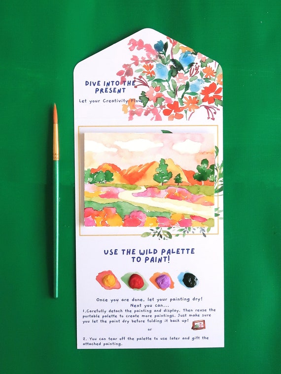 Mini Landscape Watercolor Painting Kit Step by Step Art | Etsy