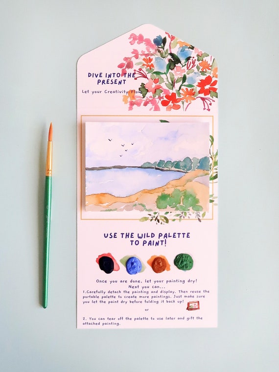 Mini Landscape Watercolor Painting Kit Step by Step Art Ocean | Etsy