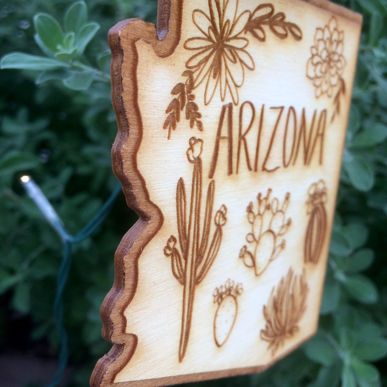 Arizona State Cactus Saguaro Succulent Wood Ornament 4 - Etsy