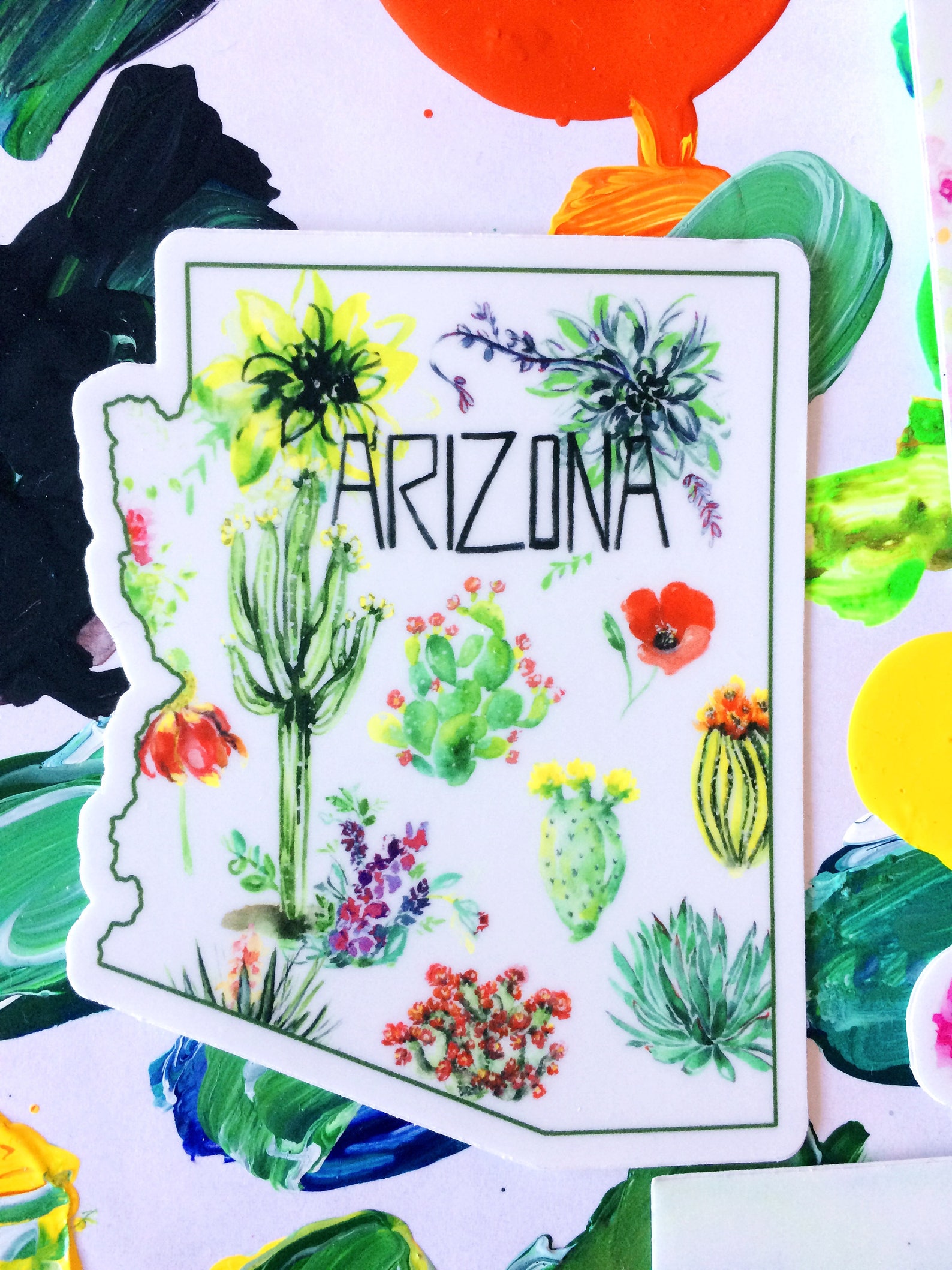 Arizona Botanical Desert Cactus Succulent Watercolor Vinyl - Etsy