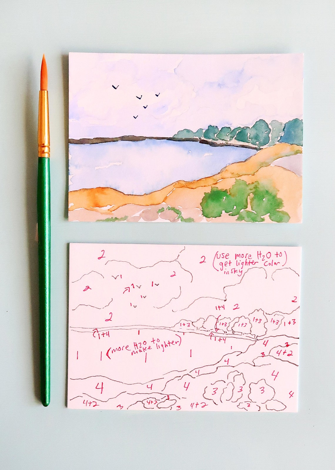 Mini Landscape Watercolor Painting Kit Step by Step Art Ocean | Etsy