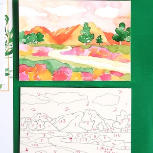 Mini Landscape Watercolor Painting Kit Step by Step Art Mountain With ...