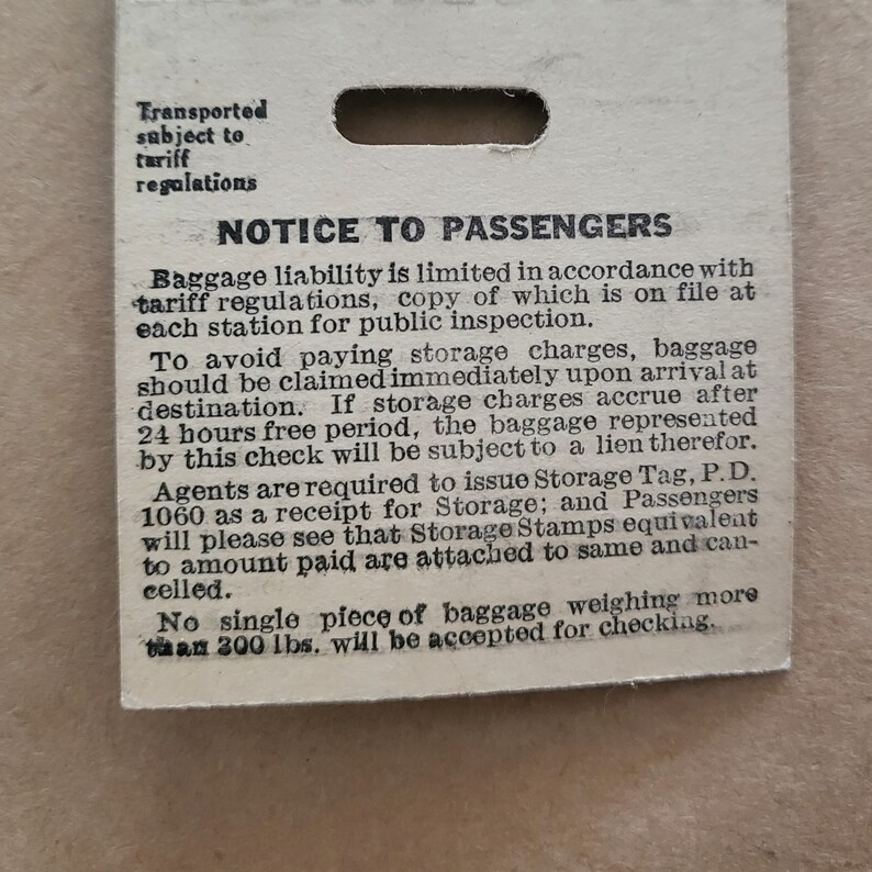 Vintage Blank Train Luggage Tag From the the Pennsylvania - Etsy