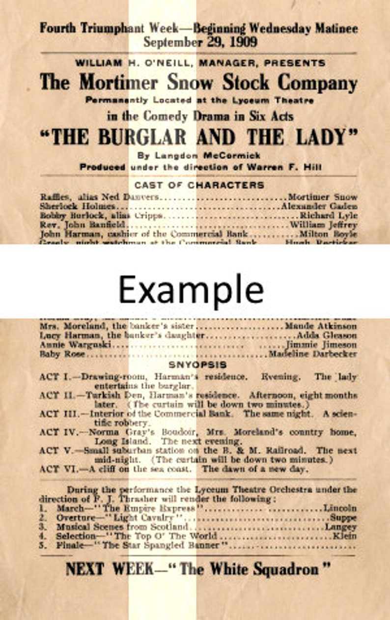 Digital Download Vintage Theater Programs, Early 1900s, Digital ...