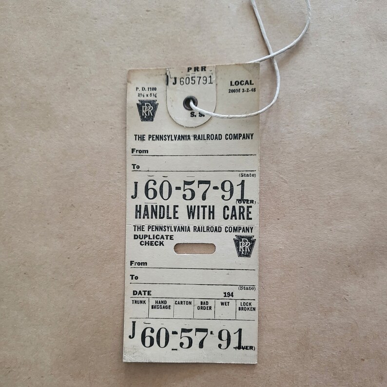 Vintage Blank Train Luggage Tag From the the Pennsylvania - Etsy