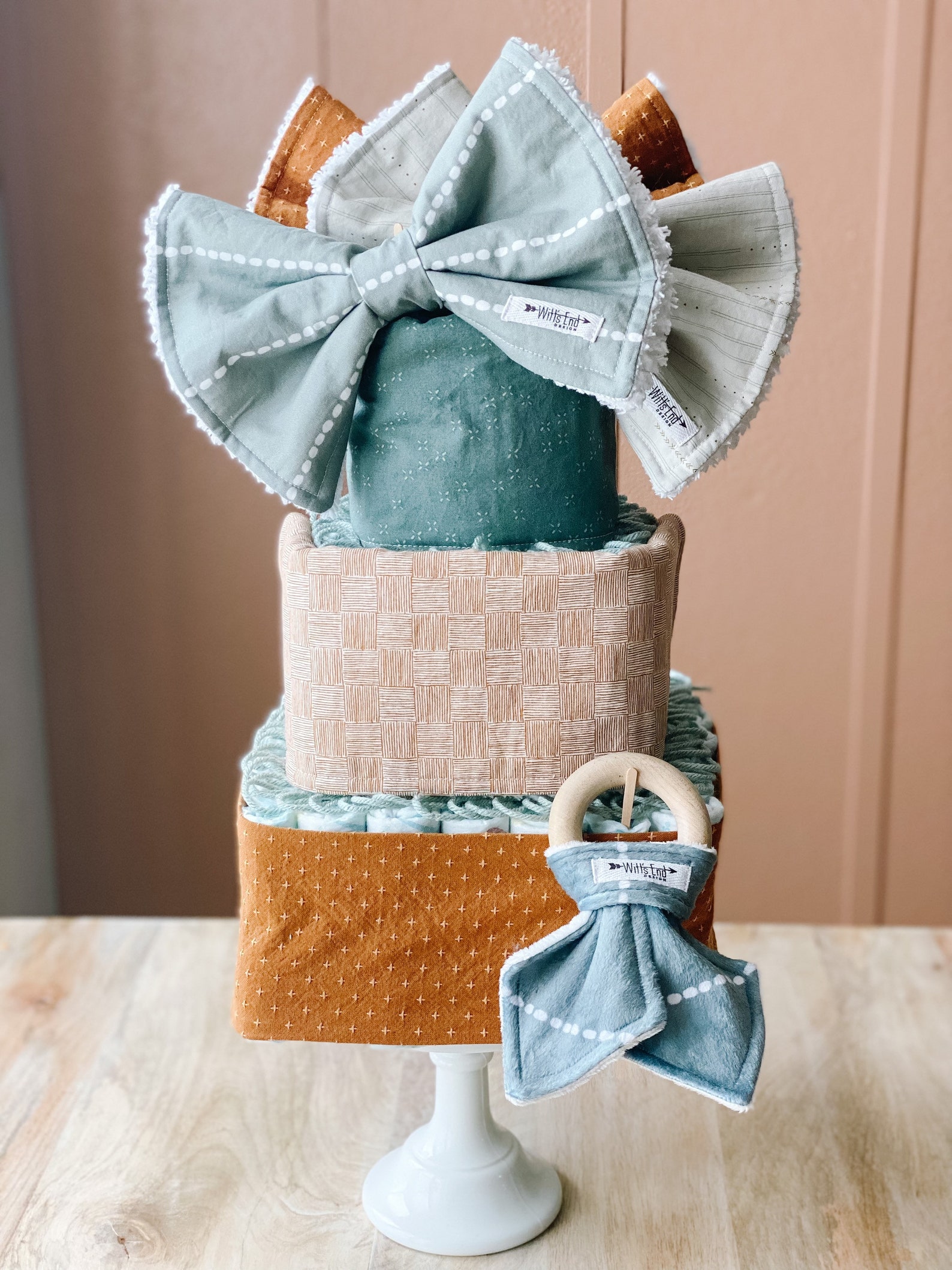 Earth Tones 3-tier Square Diaper Cake or Shower Centerpiece-boys Diaper ...