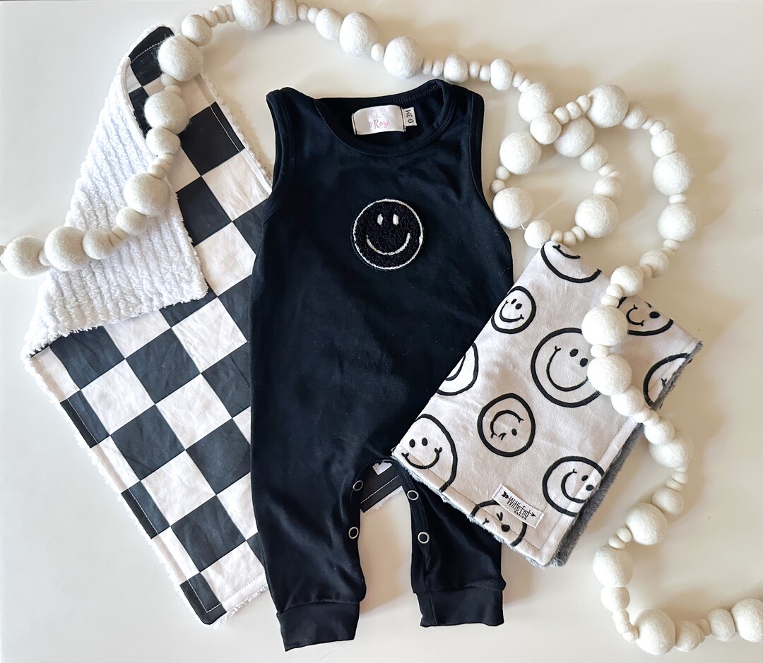 Smiley Face Baby Gift Set Black Smile Tank Gender Neutral - Etsy