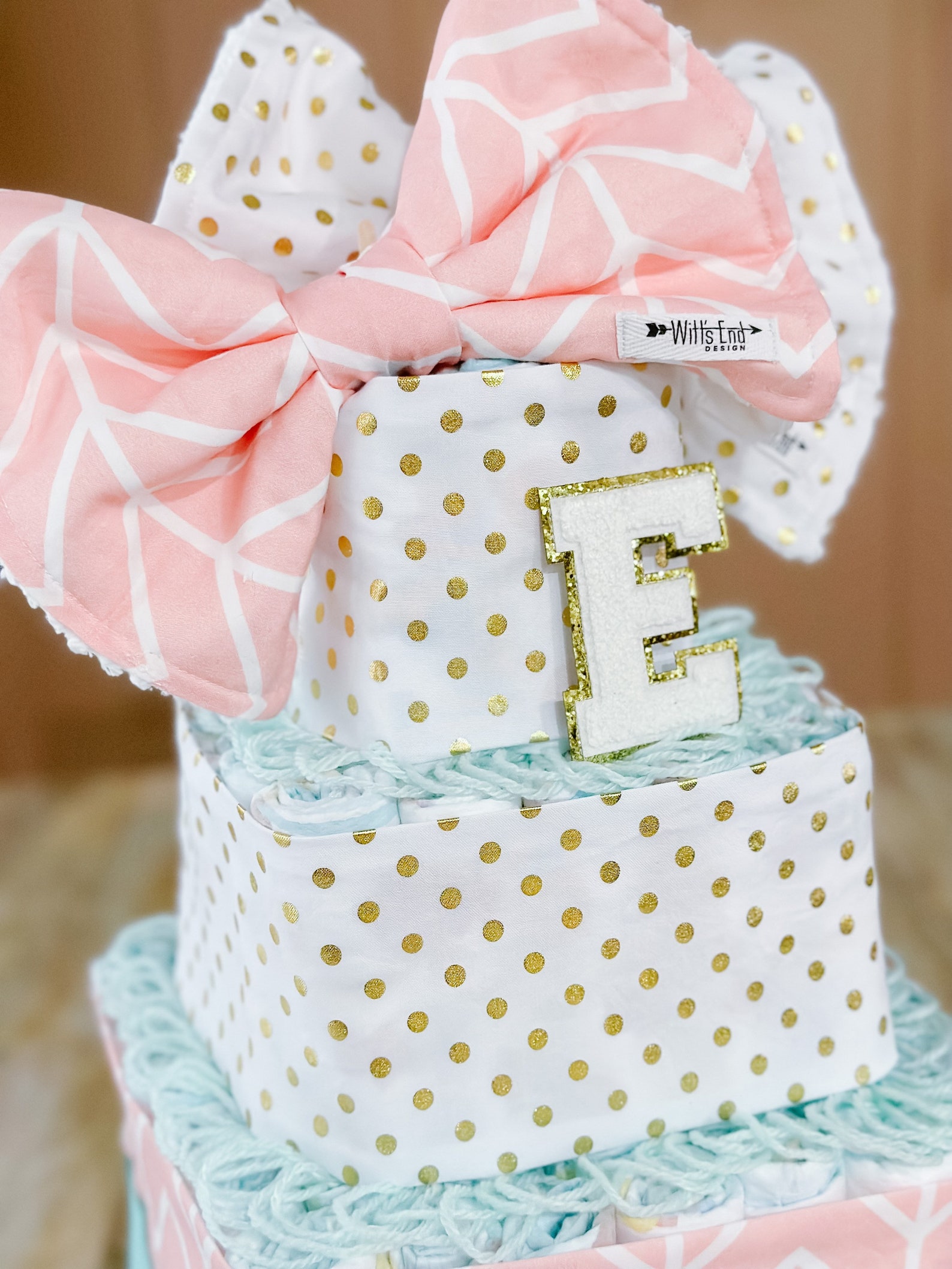 Pink Gold and Mint Baby Girl 3-tier Square Diaper Cake or - Etsy