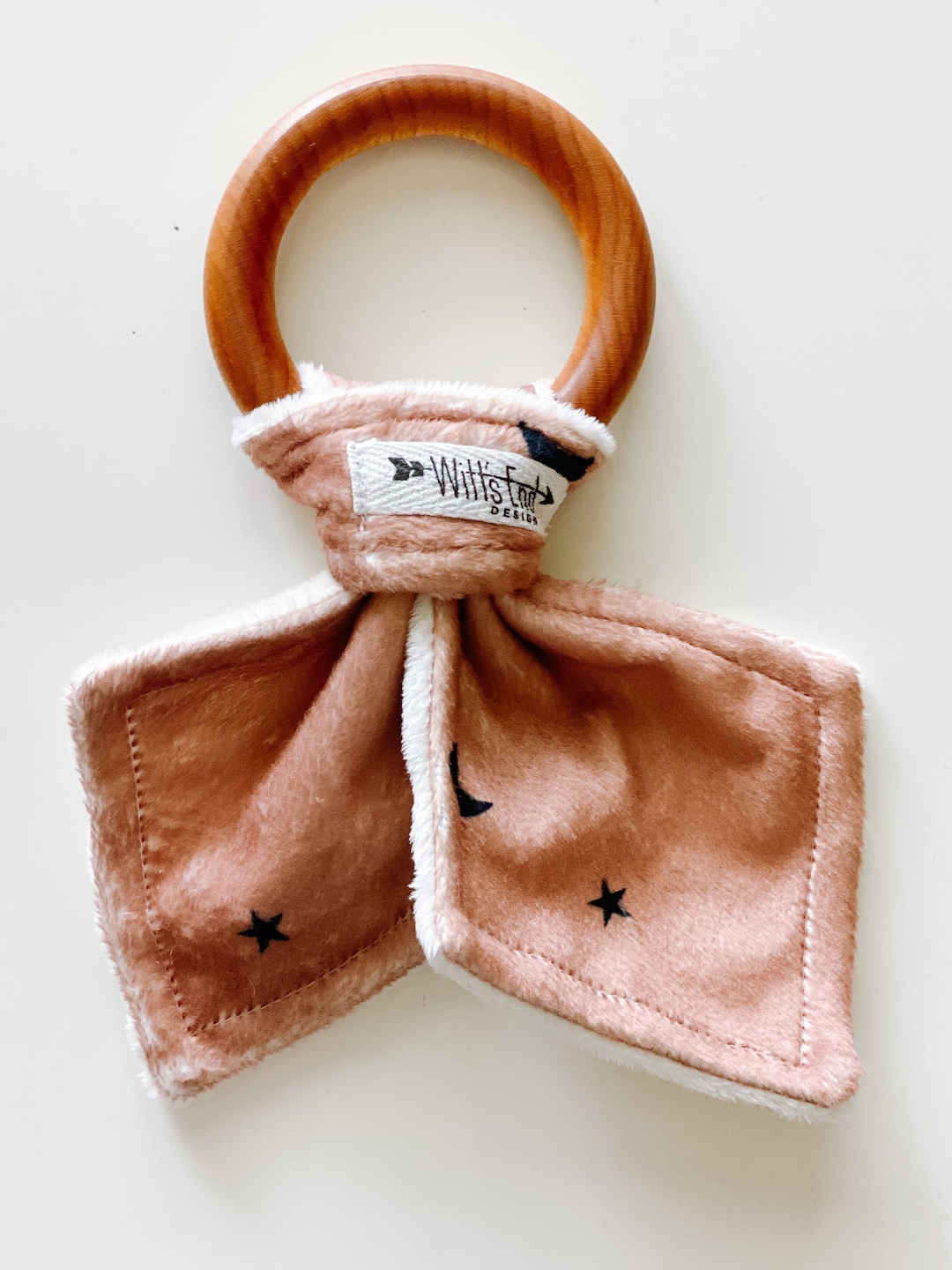 Teething Ring, Gender Neutral, Wooden Teether, Bunny Ear Teether ...