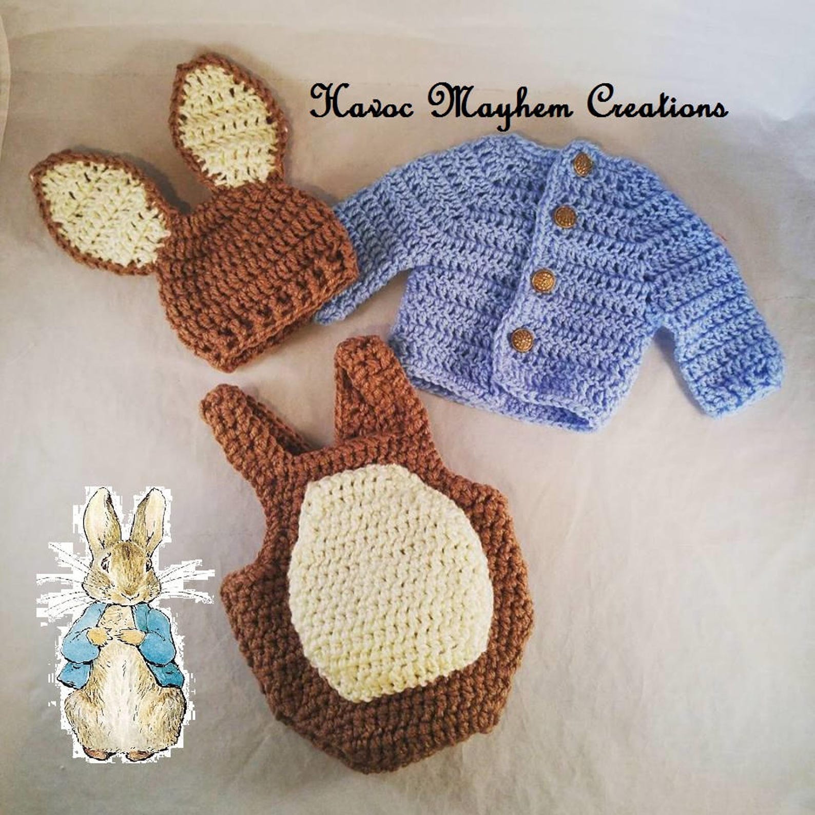 Crochet Baby Peter Rabbit Outfit-photo Props-costume - Etsy