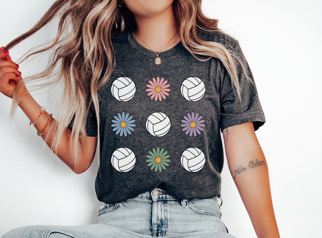 Volleyball Lover Shirt, Girly Volleyball Tshirt, Floral Volleyball Tee ...