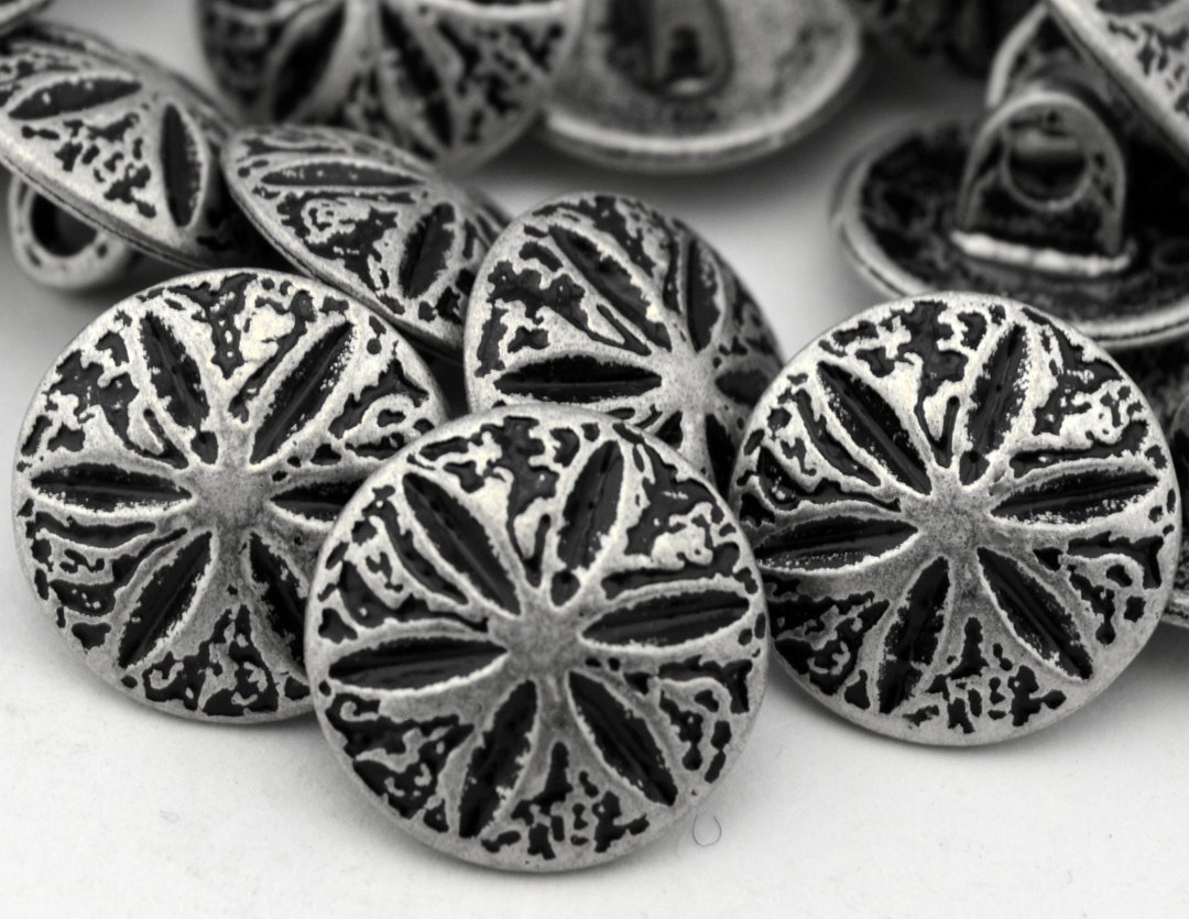 SAND DOLLAR Buttons Antique Silver, Hawaiian Beach Sand Dollar Flower ...