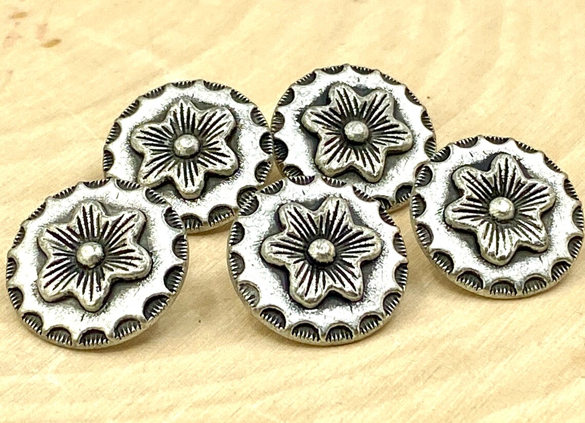 Open Lotus Flower Metal Buttons 5/8 Antique Silver Qty - Etsy
