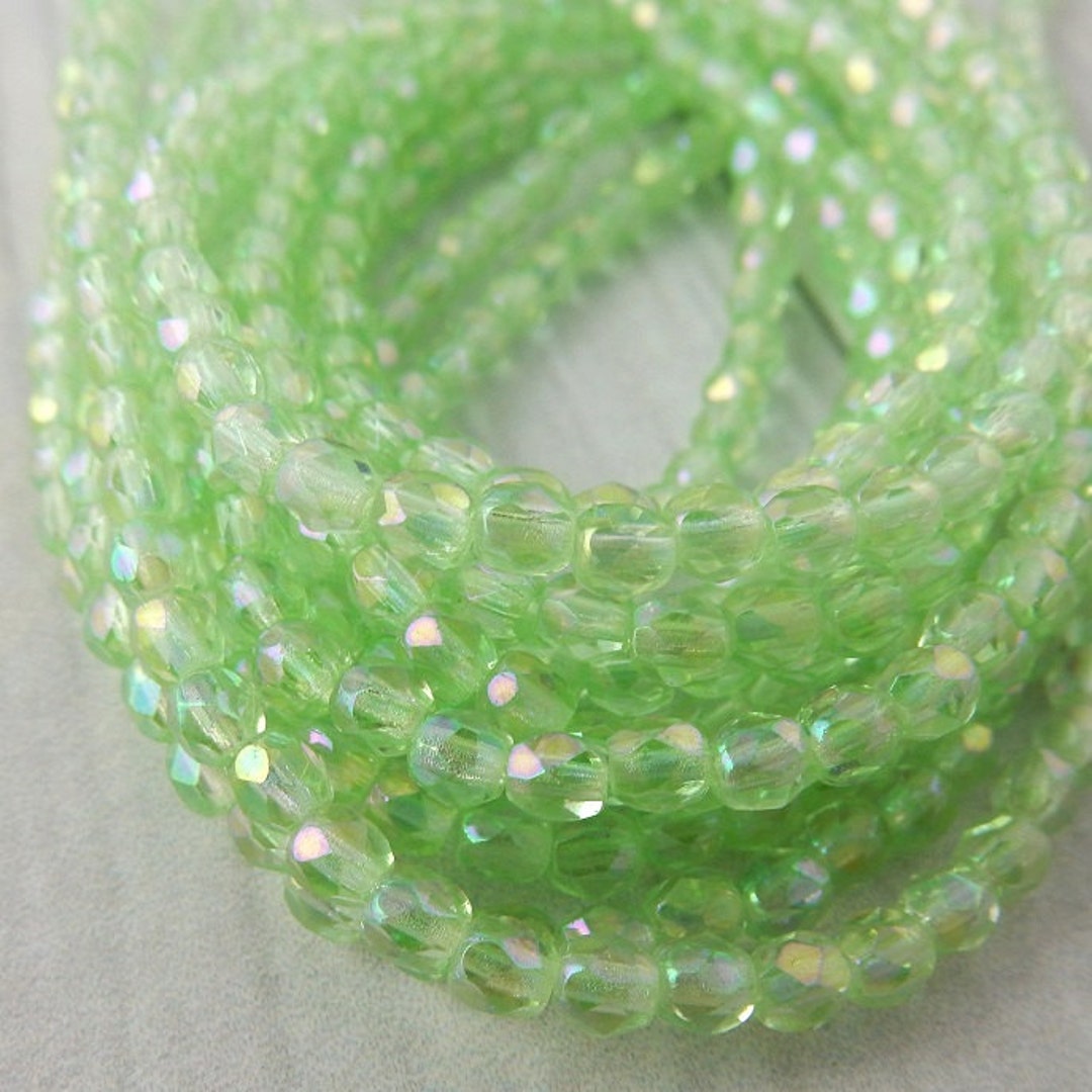 LUSTER IRIS PERIDOT Faceted Round Czech Glass Beads 3mm Qty 50 ...
