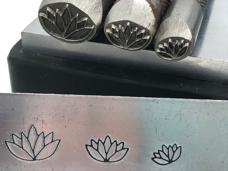 LOTUS Metal Stamp 1/2 3/8 or 5/8 Lotus Flower Design | Etsy