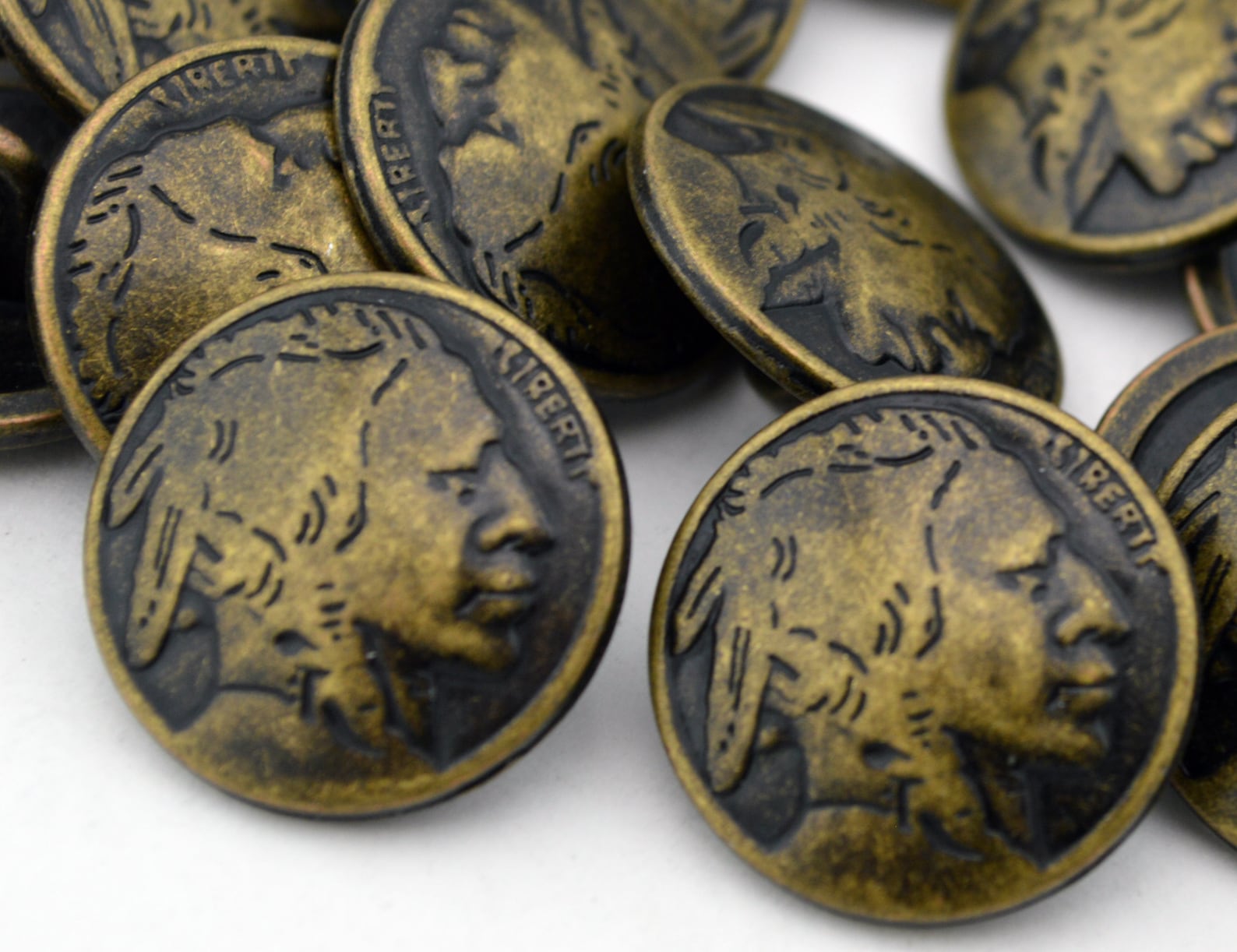Indian Head Button 3/4 Antique Brass Metal Button Qty 4 - Etsy