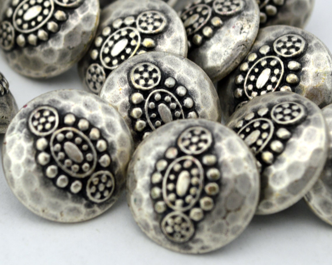 Hammered Tribal Buttons Antique Silver Metal Button 15mm Qty - Etsy