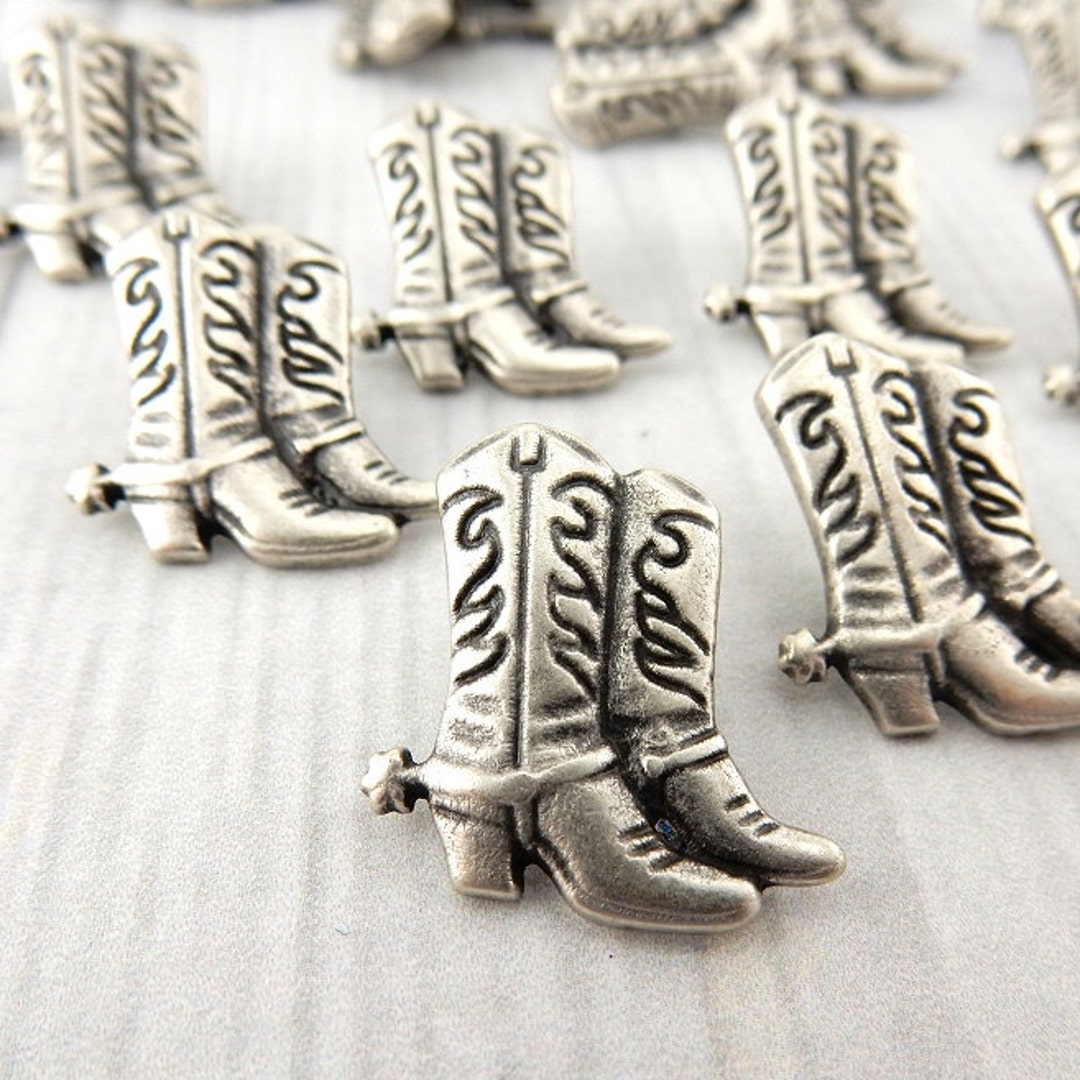 COWBOY BOOT Metal Buttons, Western Boots, 3/4" Button, Antique Silver ...