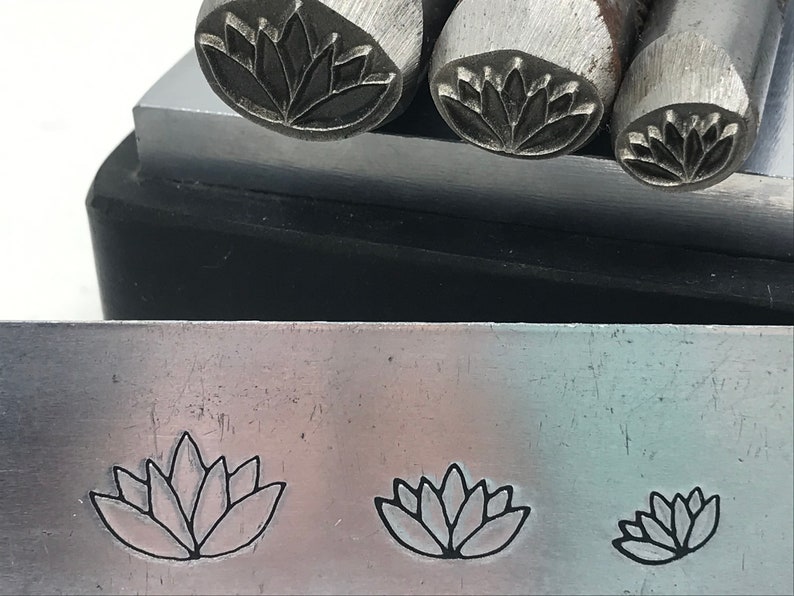 LOTUS Metal Stamp 1/2 3/8 or 5/8 Lotus Flower Design | Etsy