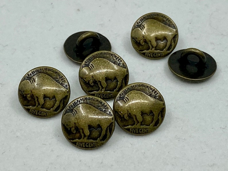 BUFFALO Nickel Metal Buttons 3/8 Antique Brass Nickel - Etsy