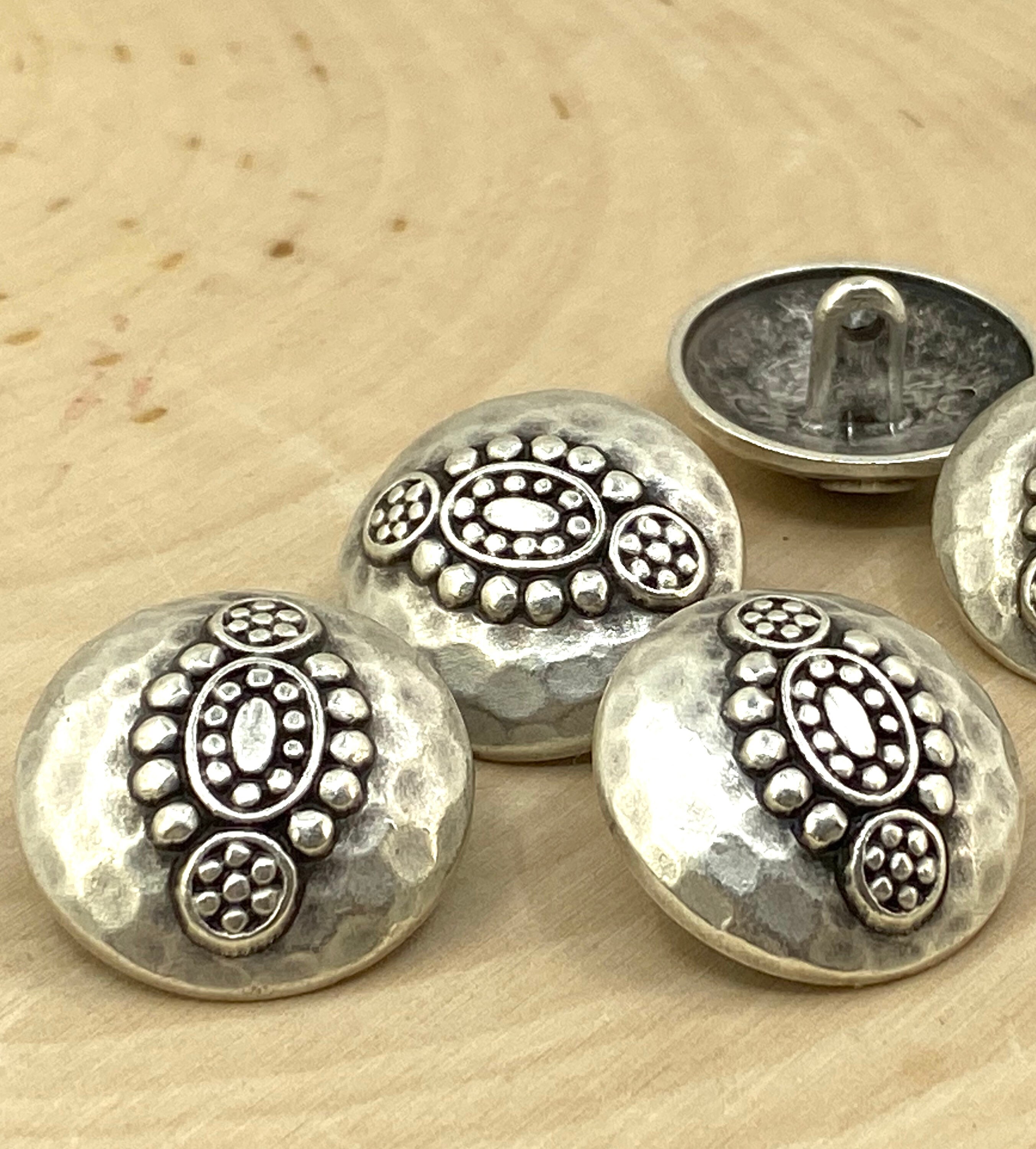 Hammered Tribal Buttons Antique Silver Metal Button 25mm Qty | Etsy