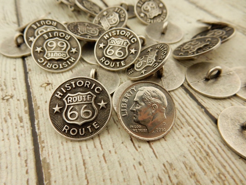 HISTORIC ROUTE 66 Metal Buttons Highway 66 Qty 4 to 24 | Etsy