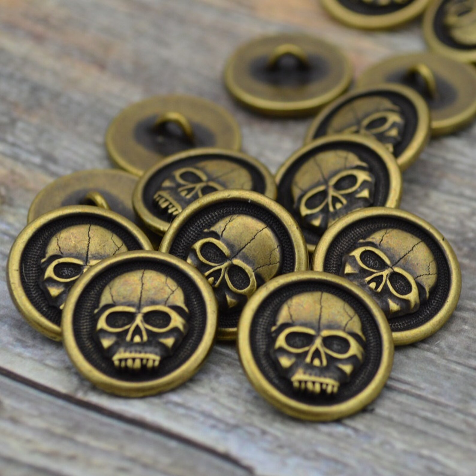Scary Skull Buttons Skull Metal Buttons Tierracast Antique - Etsy