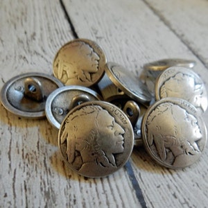Indian Head Buttons 3/4 Antique Silver Metal Button Qty - Etsy