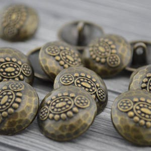 Hammered Tribal Buttons, Dark Antique Bronze Metal Button, 20mm Qty 4 ...