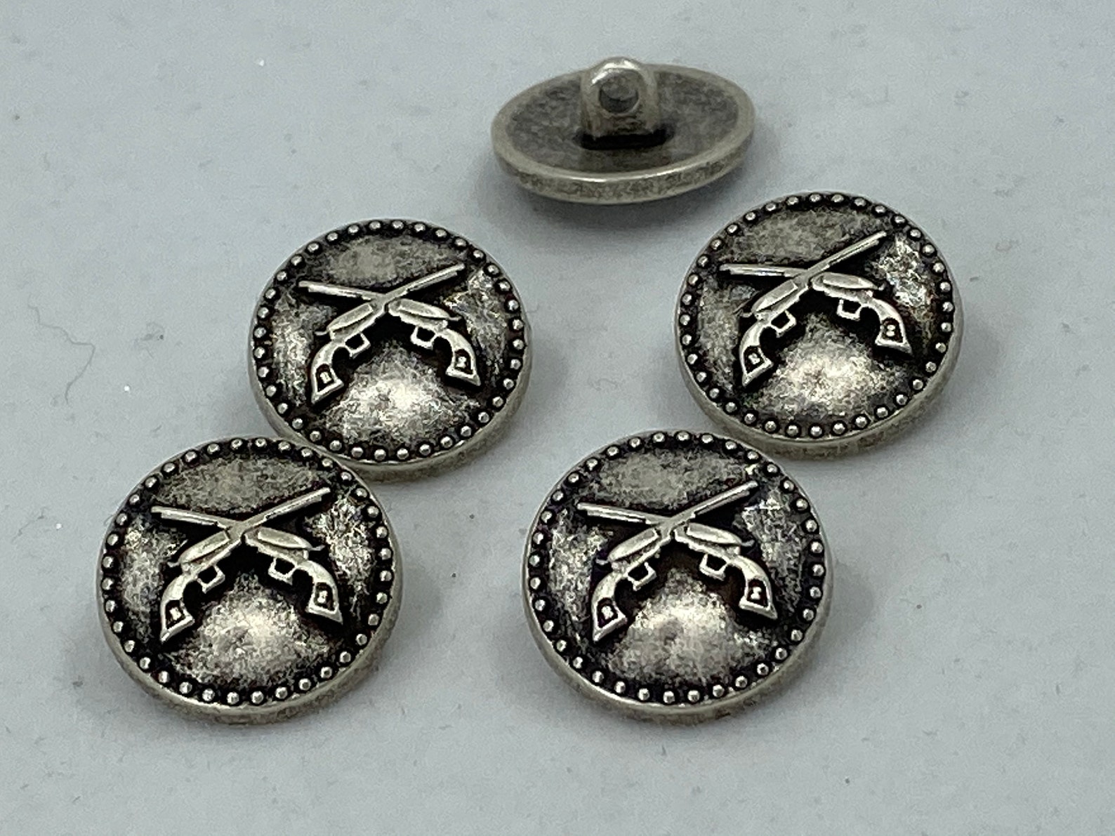 Crossed Guns Metal Buttons Antique Silver 3/4 20mm Qty 4 - Etsy