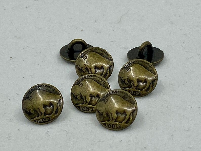 BUFFALO Nickel Metal Buttons 3/8 Antique Brass Nickel - Etsy