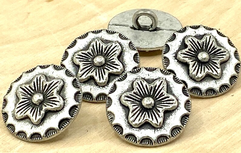 Open Lotus Flower Metal Buttons 5/8 Antique Silver Qty - Etsy