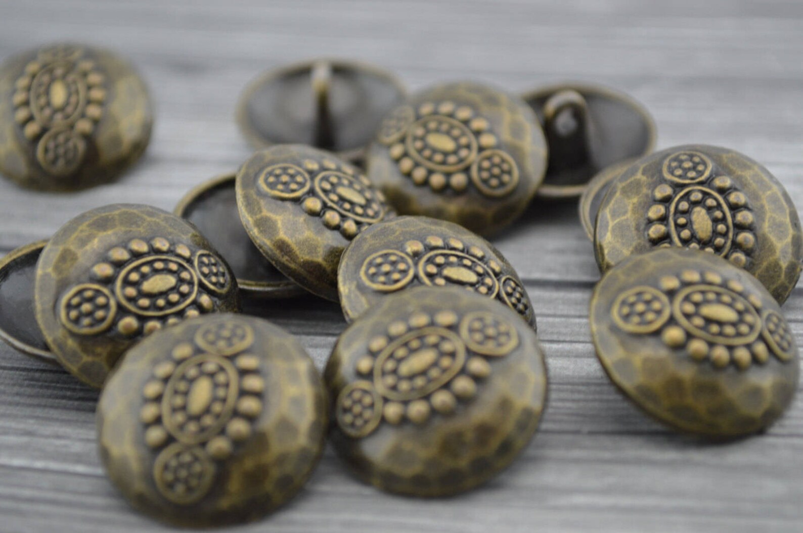 Hammered Tribal Buttons Dark Antique Bronze Metal Button - Etsy