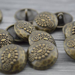 Hammered Tribal Buttons, Dark Antique Bronze Metal Button, 20mm Qty 4 ...