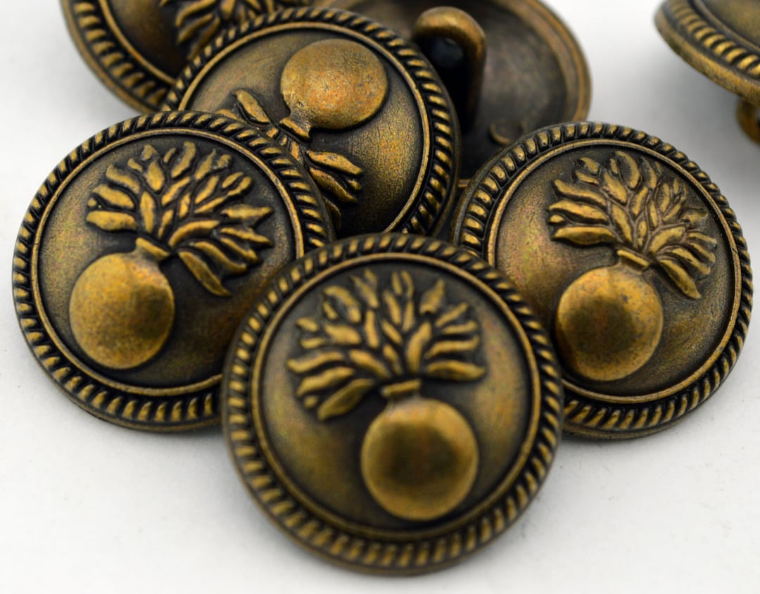 FLOWER VASE Buttons, Antique Brass Metal Buttons, 7/8” Qty 4 to 12 ...