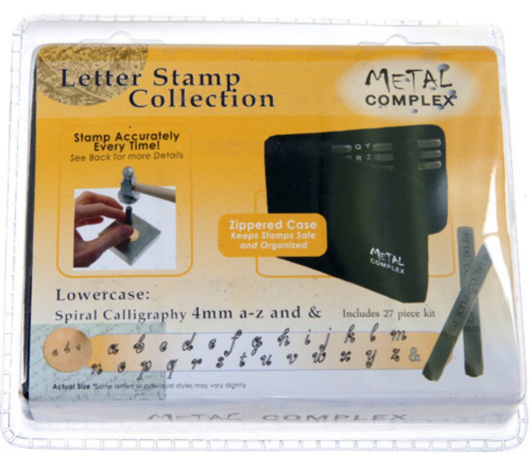 SPIRAL Calligraphy Lowercase Metal Stamp Kit, Metal Complex 4mm Jewelry ...