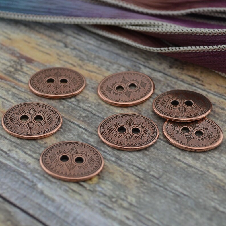 Tierracast TRIBAL Buttons Antique Copper Button 19mm Qty 4 to | Etsy