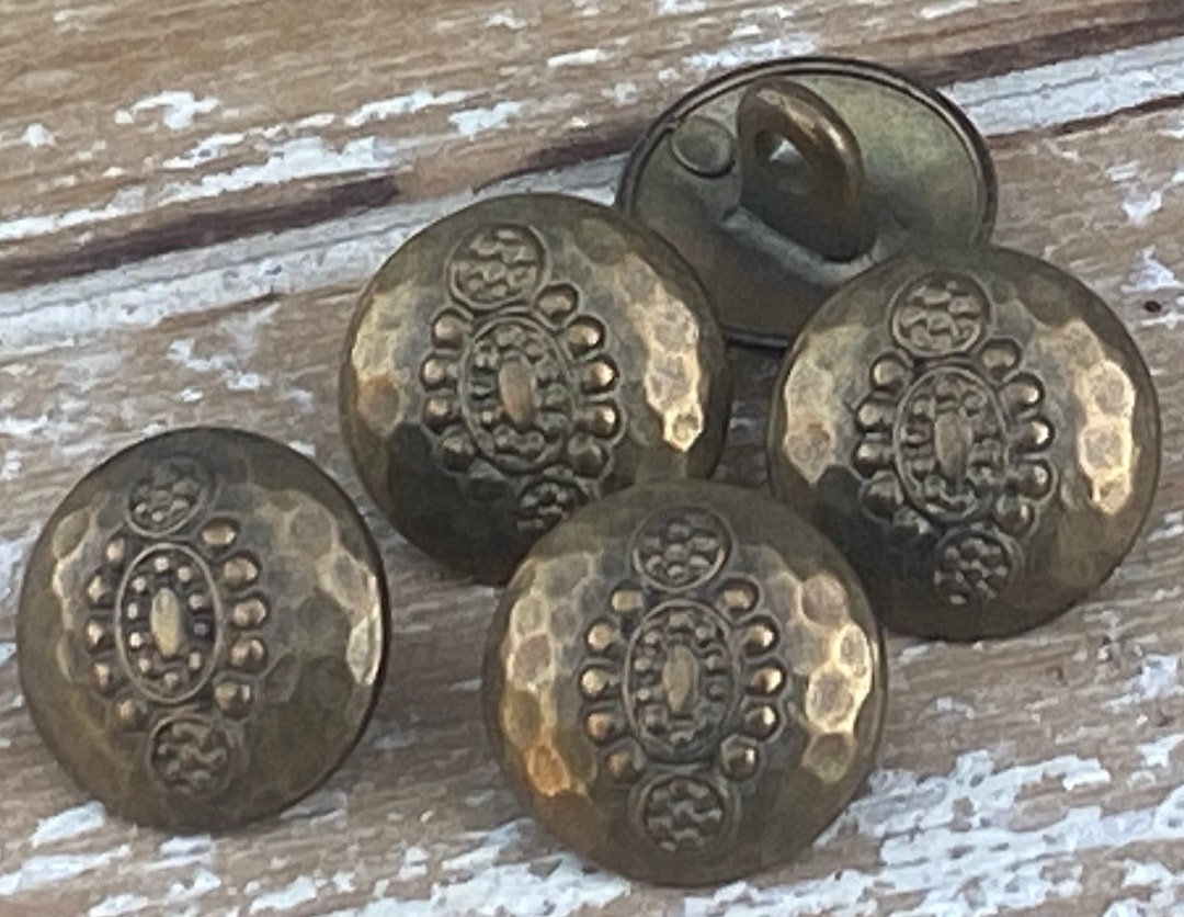 Hammered Tribal Buttons, Antique Brass Metal Button, 15mm Qty 4 , 5/8 ...