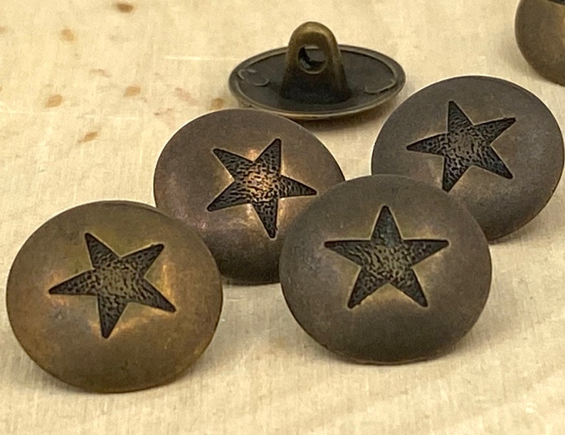 STAR Buttons Antique Dark Brass Metal Button 15mm 5/8 - Etsy