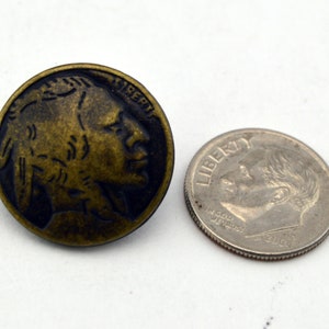 Indian Head Button 3/4" Antique Brass Metal Button Qty 4 to 12 Coin ...