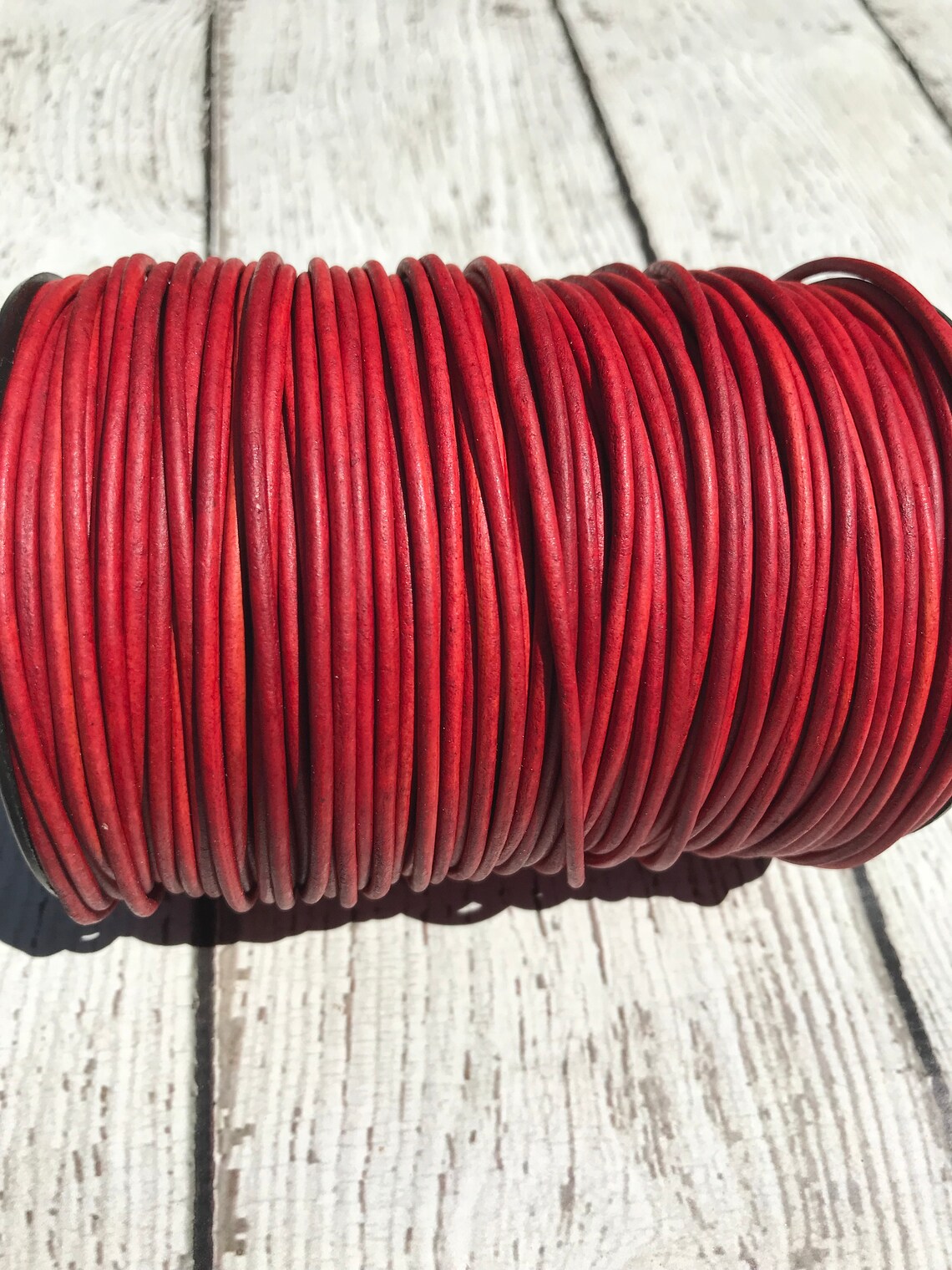 Leather Wrap Cord NATURAL DYE RED Round Leather Cord 2mm 4 | Etsy