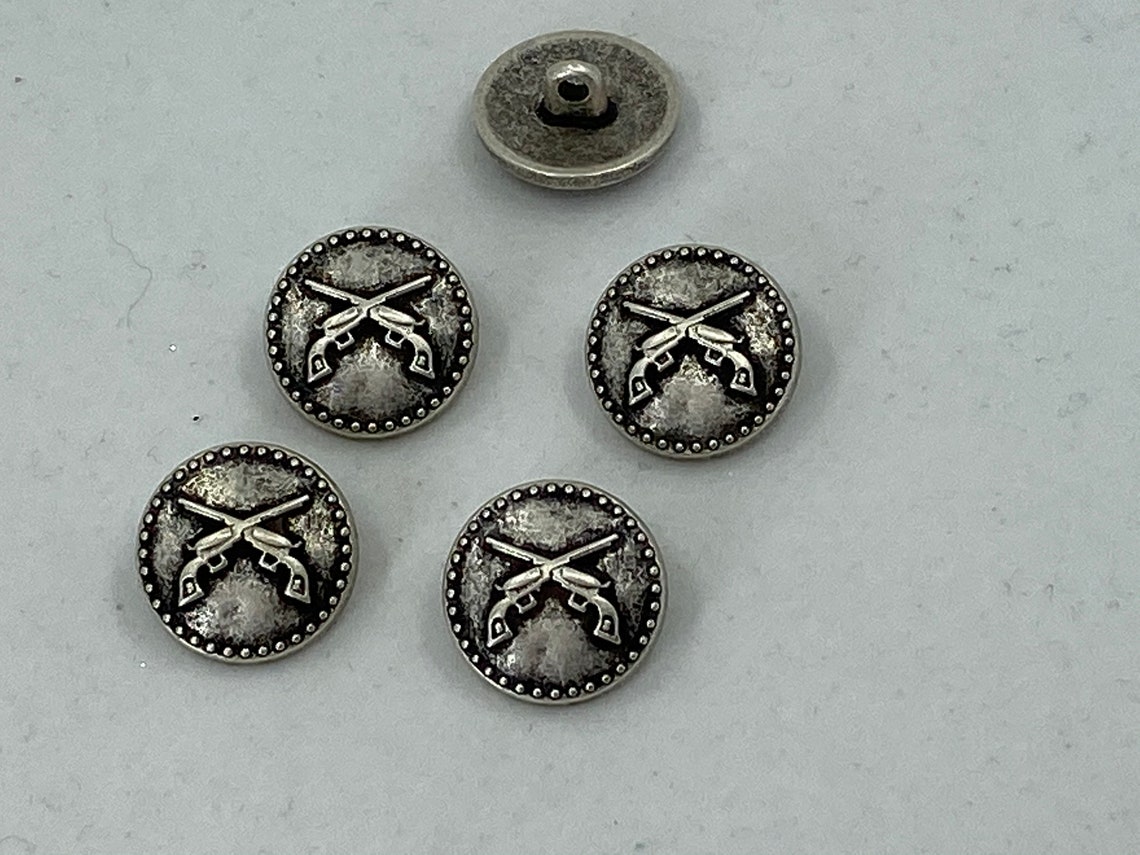 Crossed Guns Metal Buttons Antique Silver 3/4 20mm Qty 4 | Etsy